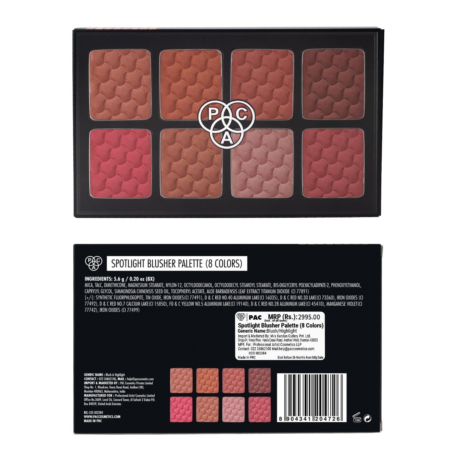 PAC Spotlight Blusher Palette (8 Colors) – Mani Ram Balwant Rai